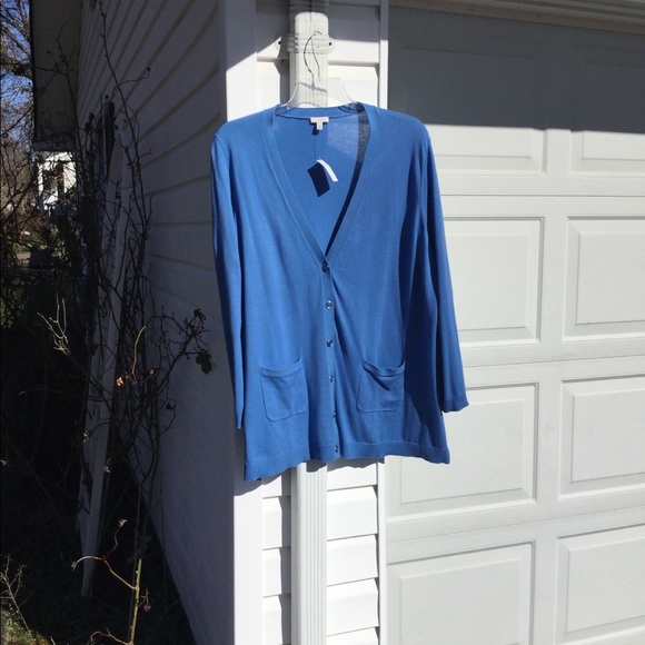 Talbots | Sweaters | Nwt Talbots Light Blue Cardigan Sweater Pockets ...